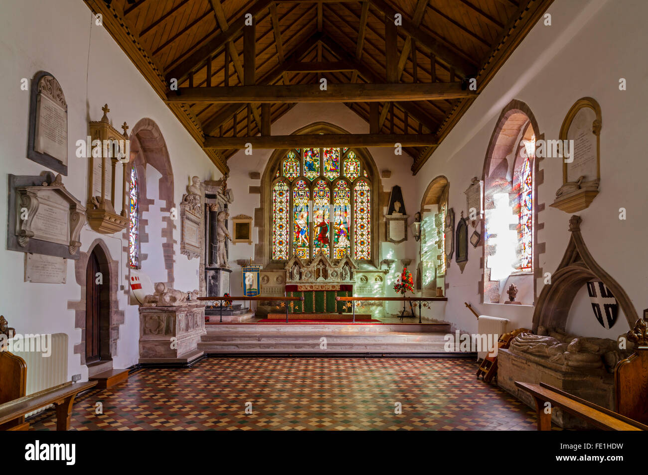 Interior of the medieval Church of St Peter and St Paul in the village ...