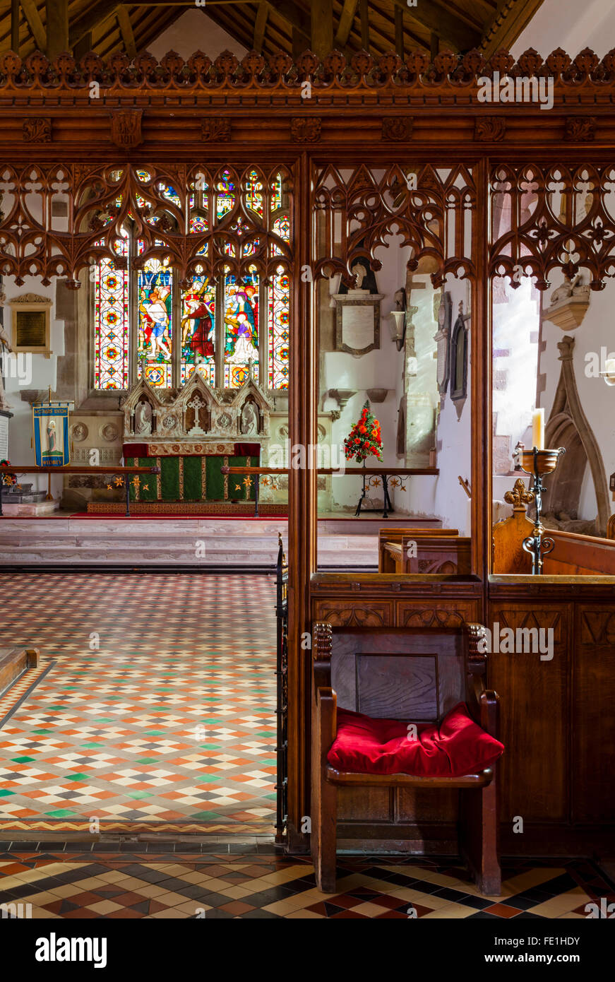 Interior of the medieval Church of St Peter and St Paul in the village ...