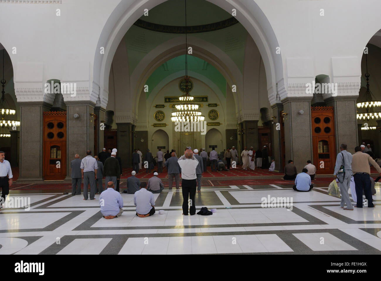 Worshipers at Masjid Quba, the very first Mosque that was built, Medina ...