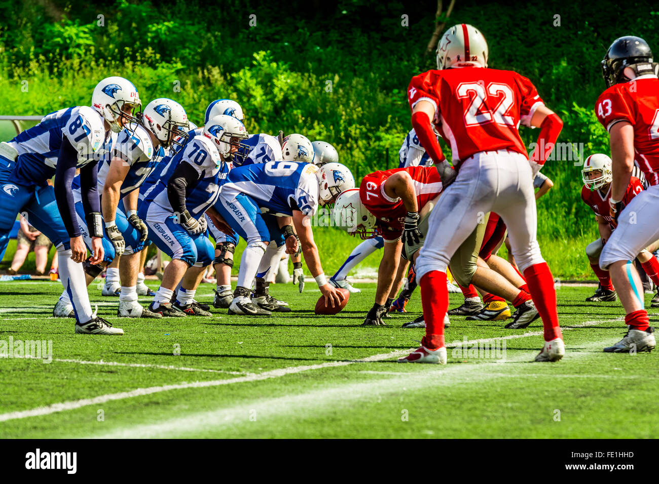 American football players in action Stock Photo - Alamy