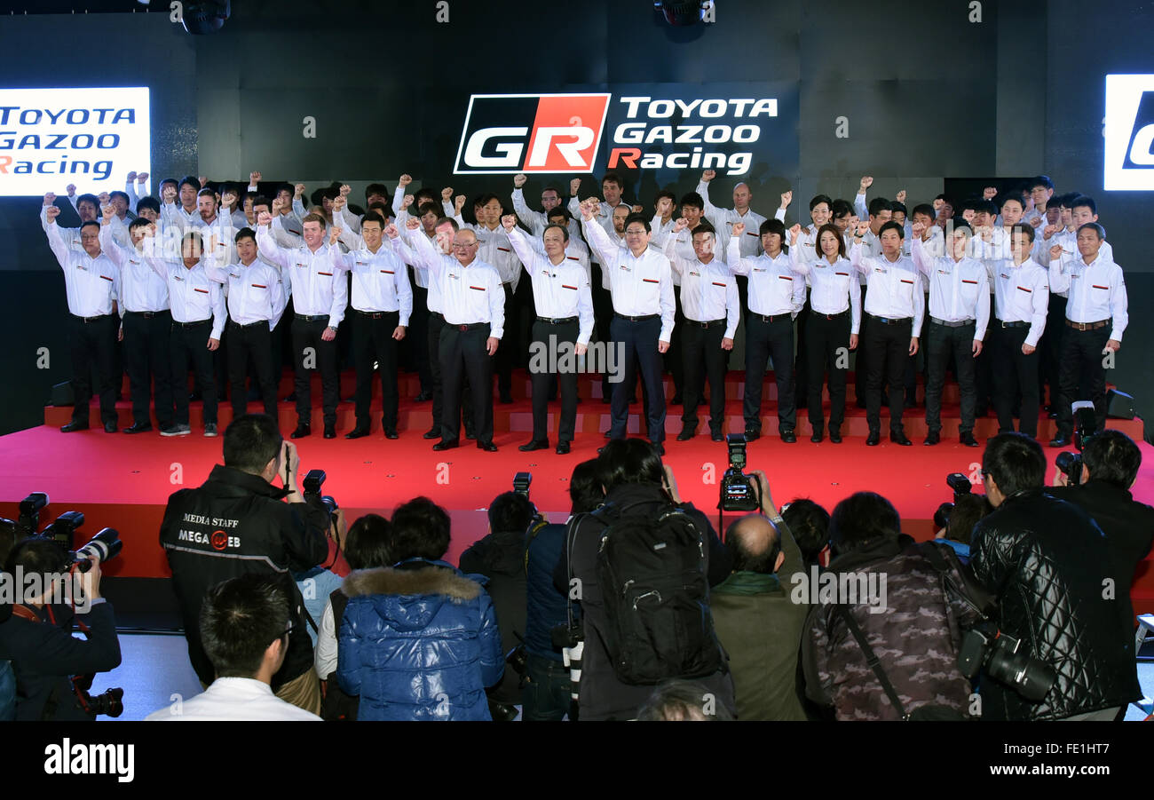 Tokyo, Japan. 4th Feb, 2016. Members of the Toyota Gazoo Racing team ...