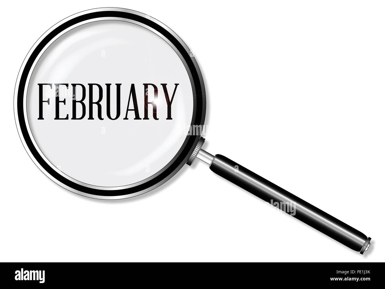 A magnifying glass over February over a white background Stock Vector ...