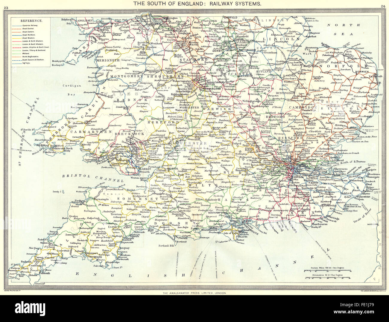 Vintage railway map england hi-res stock photography and images - Alamy