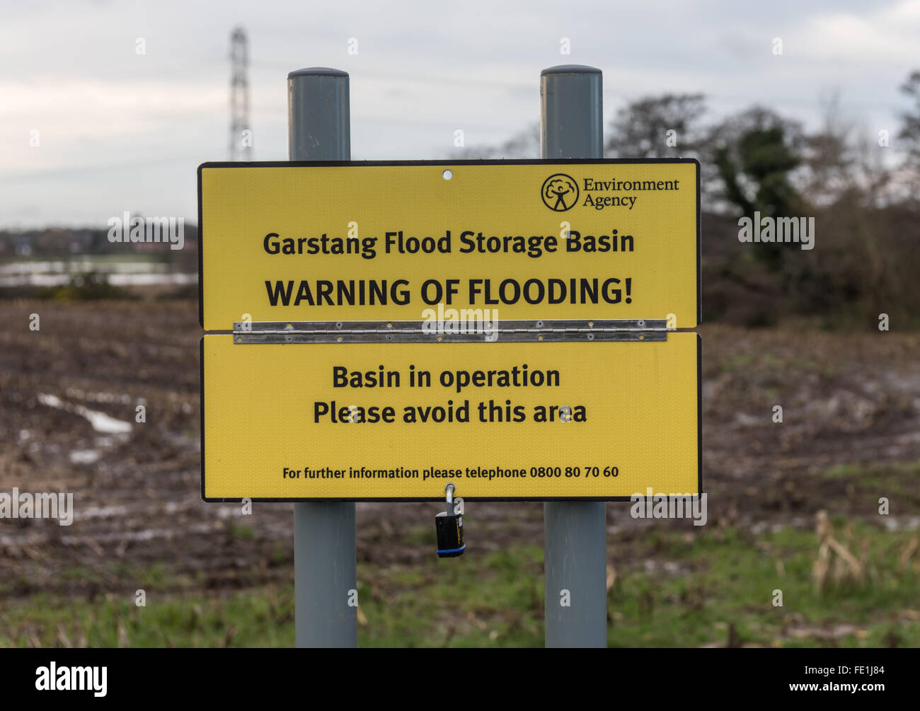 Warning of Flooding sign Garstang Stock Photo - Alamy
