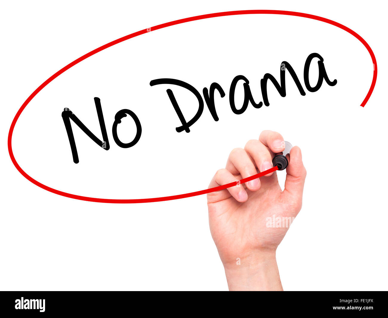 Man Hand writing No Drama with black marker on visual screen. Isolated ...