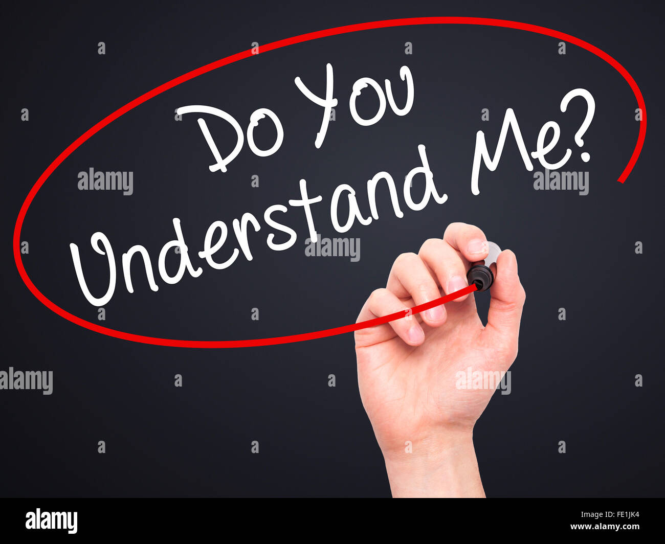 Man Hand writing Do You Understand Me? with black marker on visual ...