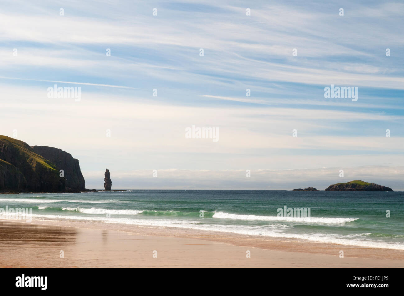 The sea stack Am Buachaille and the island of Am Balg just off the ...