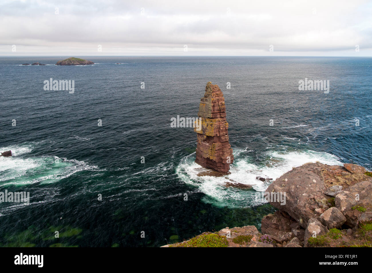 The sea stack Am Buachaille and the island of Am Balg seen from the ...