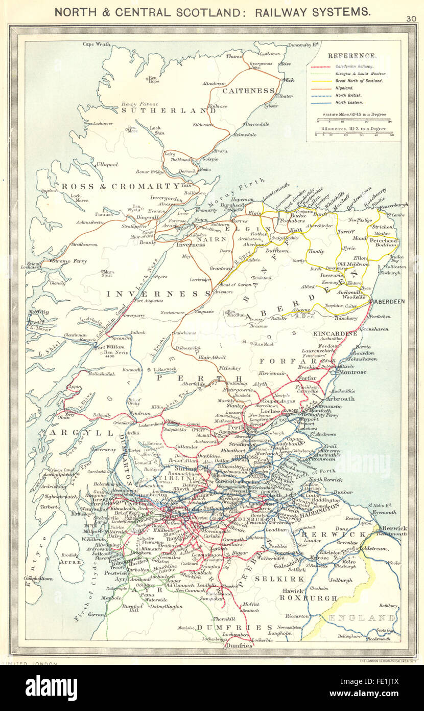 SCOTLAND: North and Central Scotland: Railway Systems, 1907 antique map ...