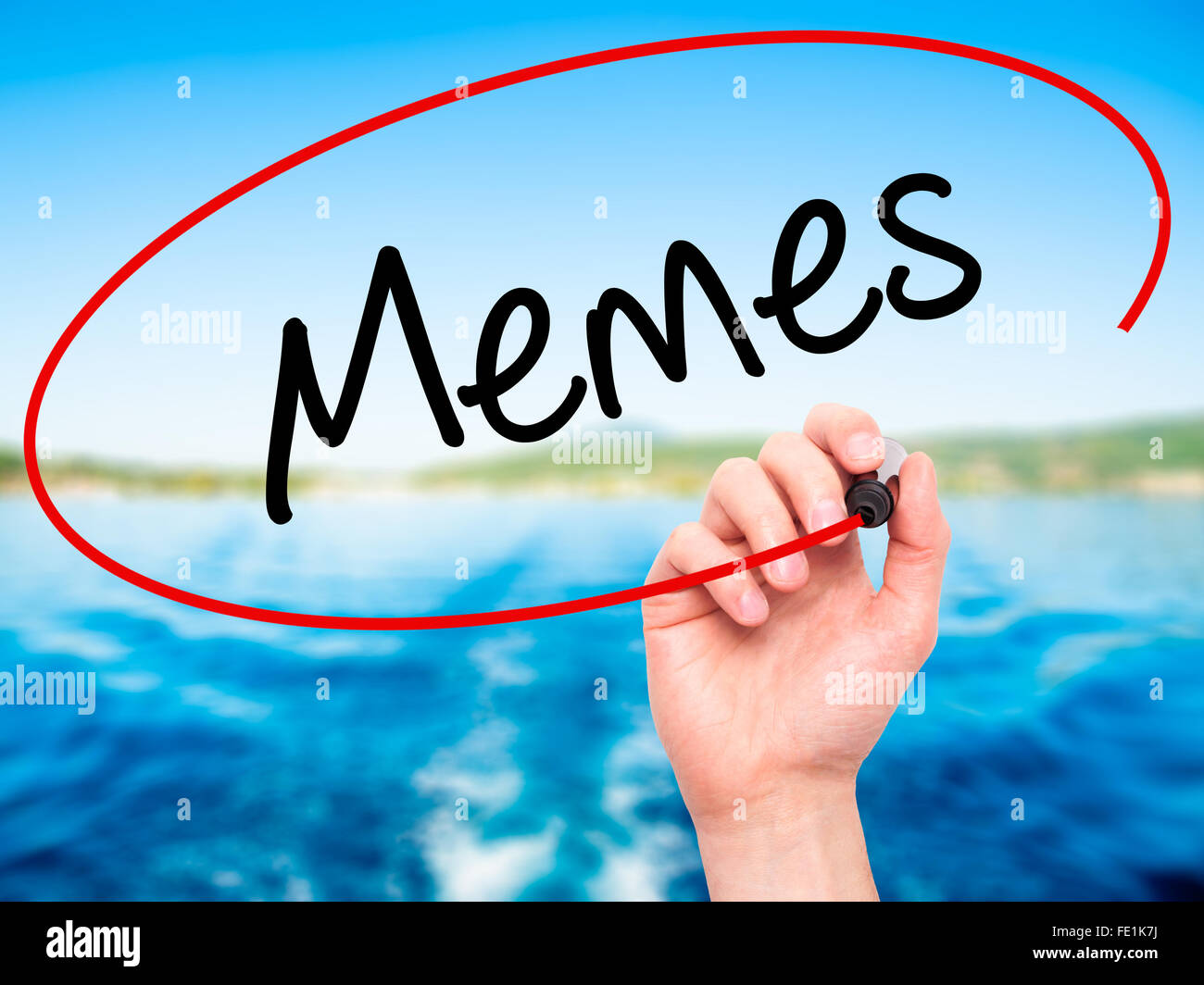 Man Hand writing Memes with black marker on visual screen. Isolated on ...