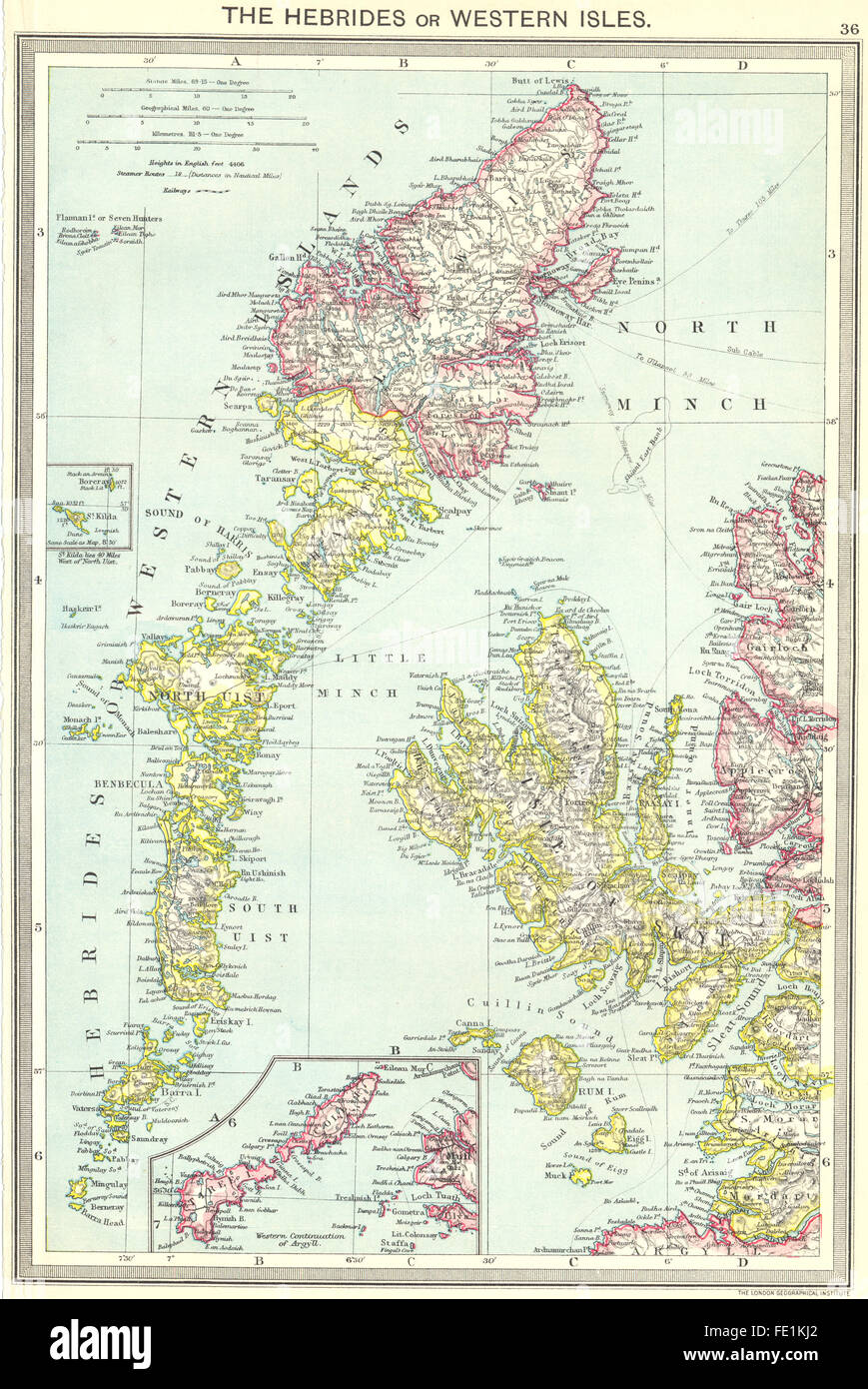 SCOTLAND: Hebrides Western Isles; maps of St Kilda; Continuation Argyu ...