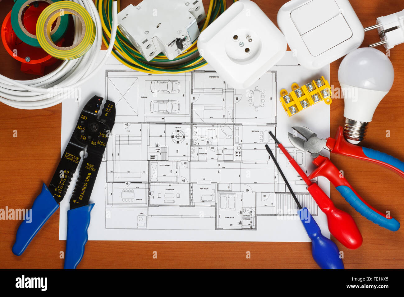 Electrical Equipment Tools House Plans High Resolution Stock ...