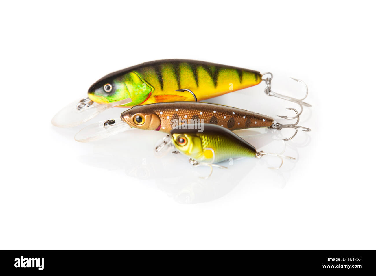 Three wobbler for fishing on white background Stock Photo - Alamy