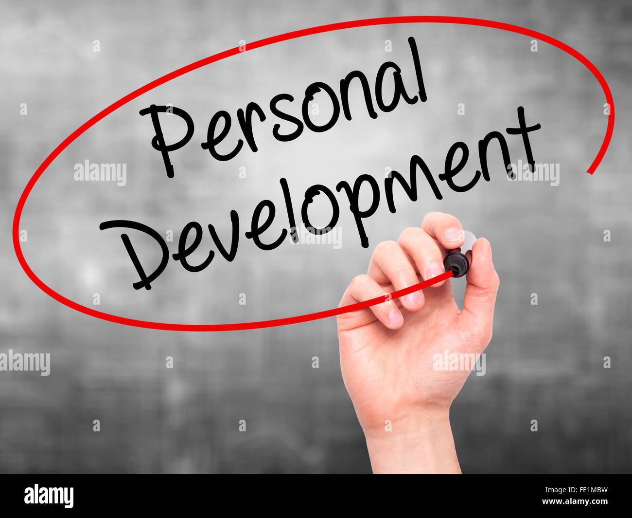 Man Hand writing Personal Development with black marker on visual ...