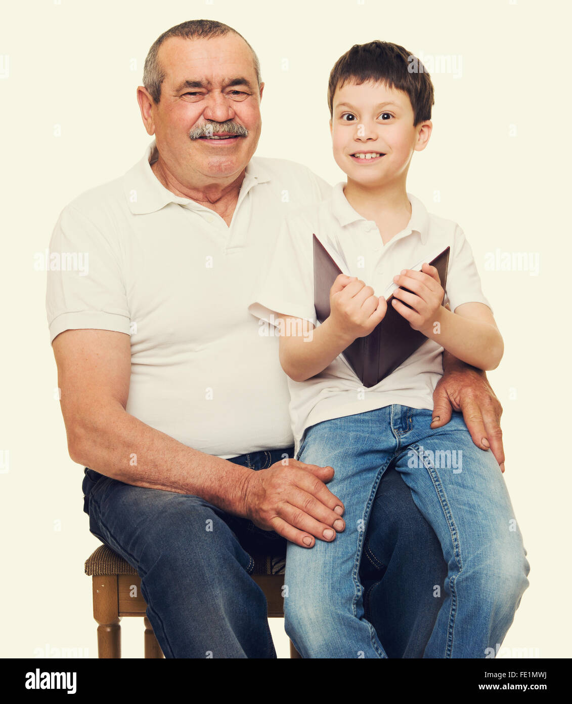 Grandfather and grandchildren portrait studio shoot Stock Photo - Alamy