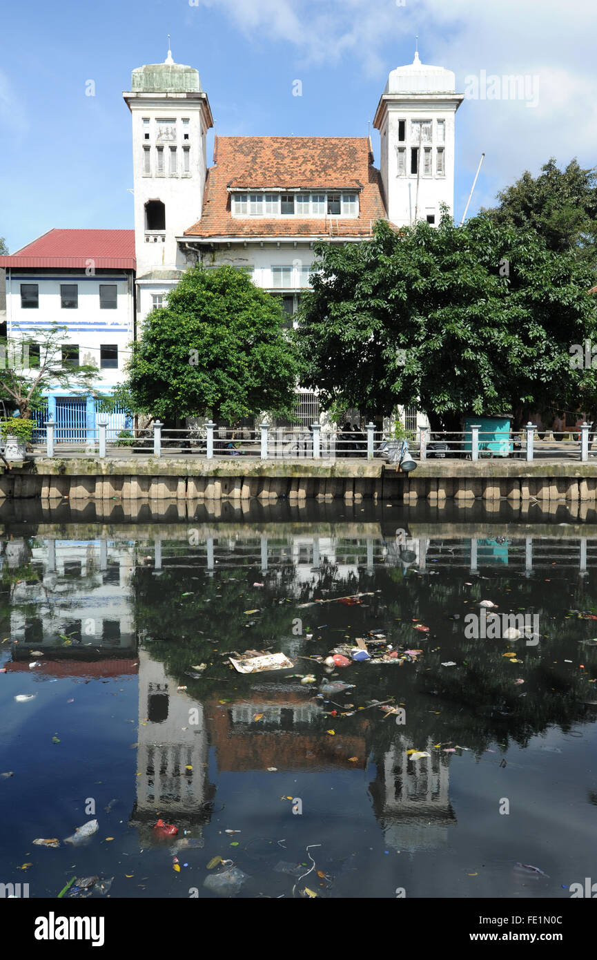 Colonial house at Kota district in Jakarta on Java, Indonesia Stock ...