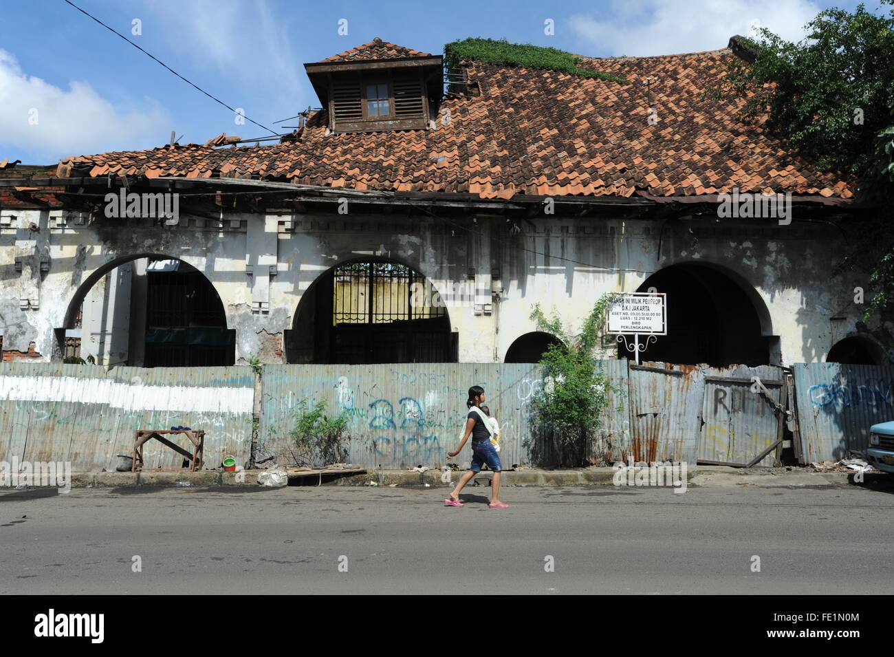 Colonial houses at Kota district in Jakarta on Java, Indonesia Stock ...