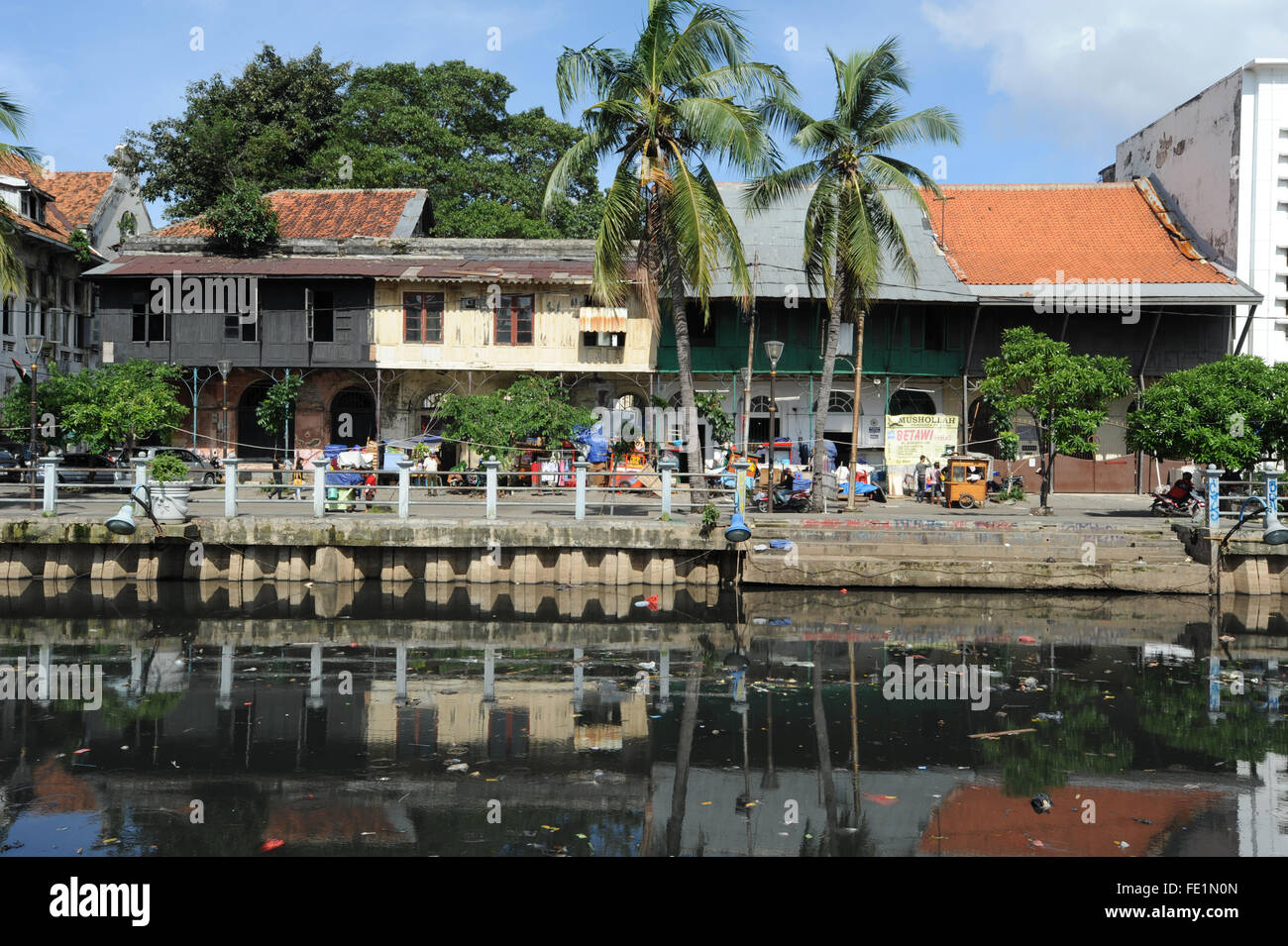 Colonial houses at Kota district in Jakarta on Java, Indonesia Stock ...