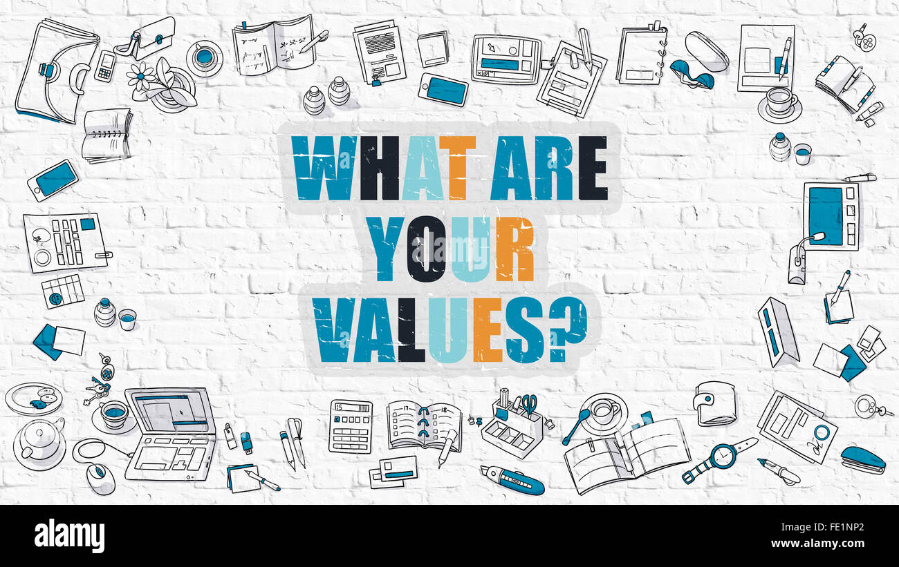 What Are Your Values Asking with Doodle Design Icons Stock Photo - Alamy