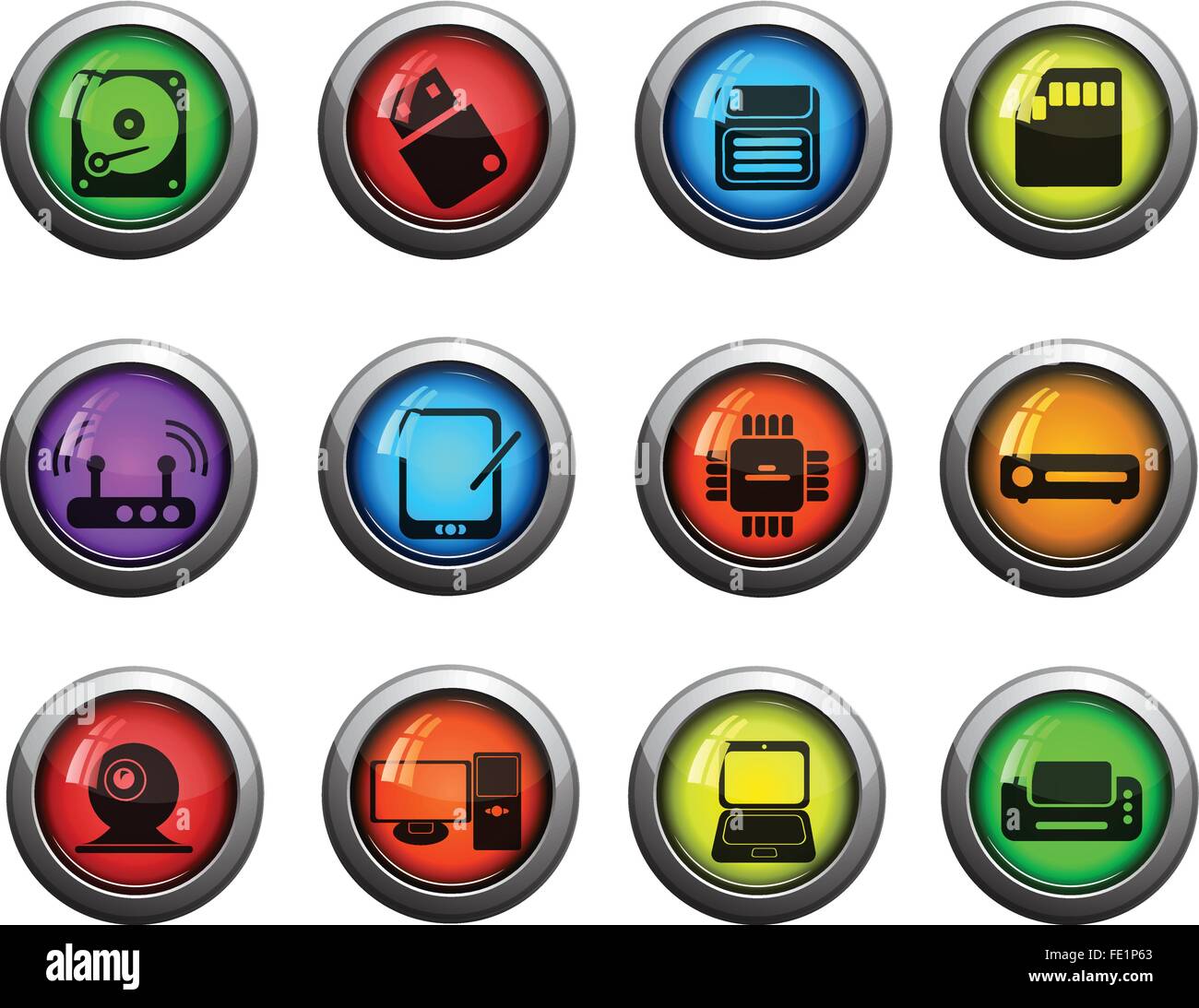 Computer equipment icons set Stock Vector Image & Art - Alamy