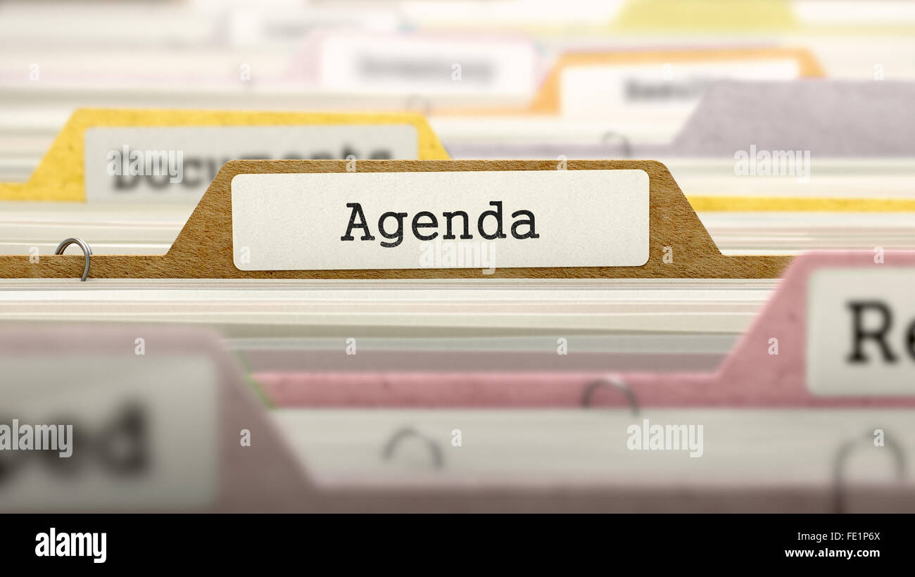 Agenda Concept. Folders in Catalog Stock Photo - Alamy