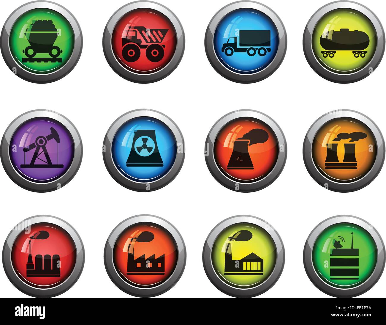 Factory and industry icons set Stock Vector Image & Art - Alamy
