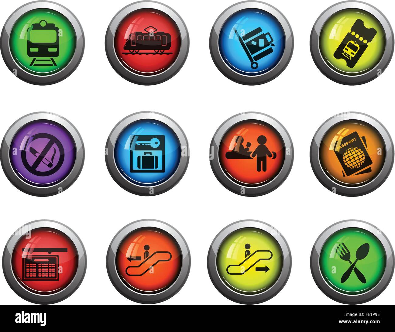 Train station icons set Stock Vector Image & Art - Alamy