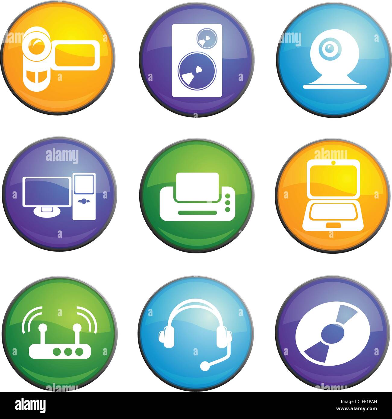 Computer icons set Stock Vector Image & Art - Alamy