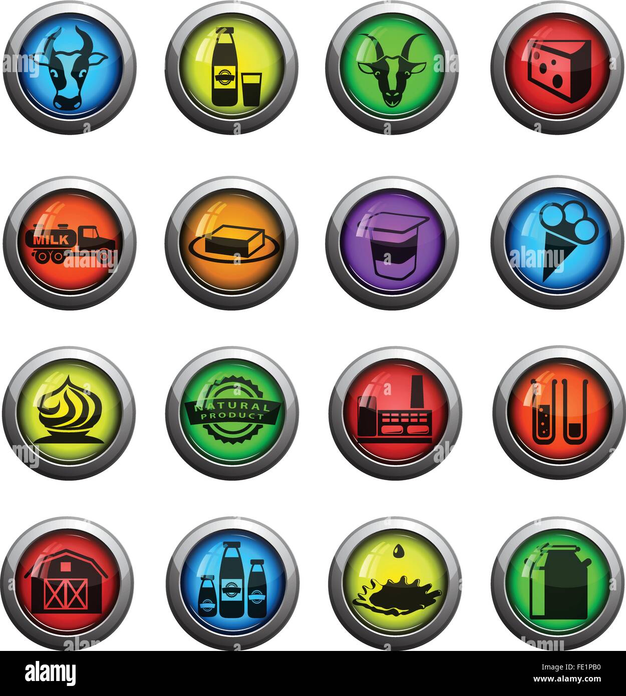 Milk industry icons set Stock Vector Image & Art - Alamy