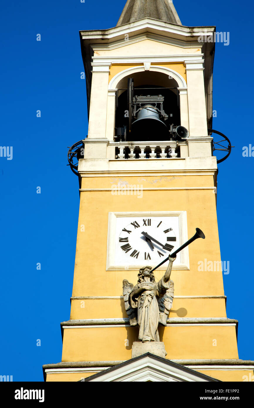 cislago old abstract in italy the wall and church tower bell sunny day ...