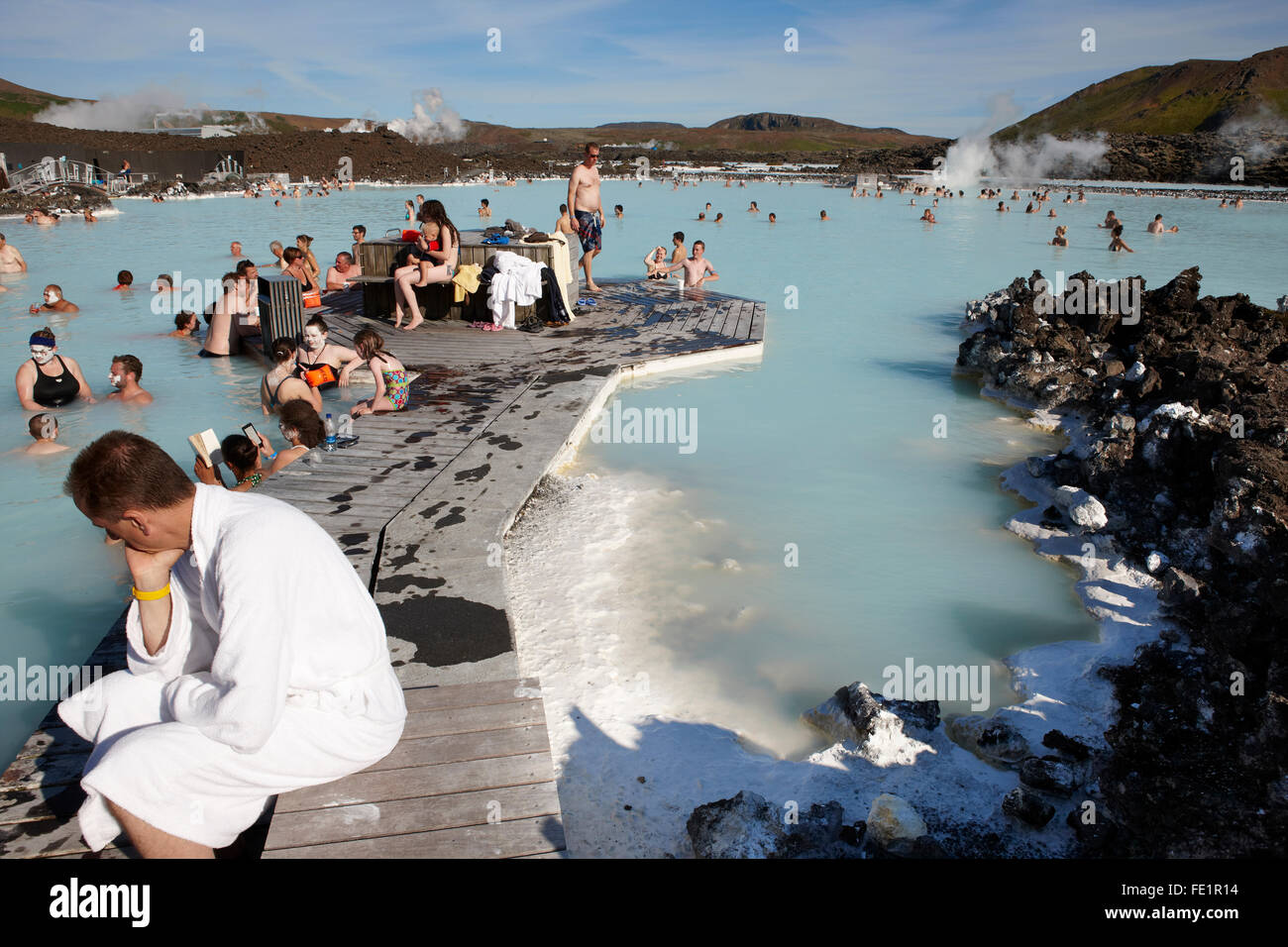 Geothermal spa with swimmers. Iceland. Blue lagoon Stock Photo - Alamy