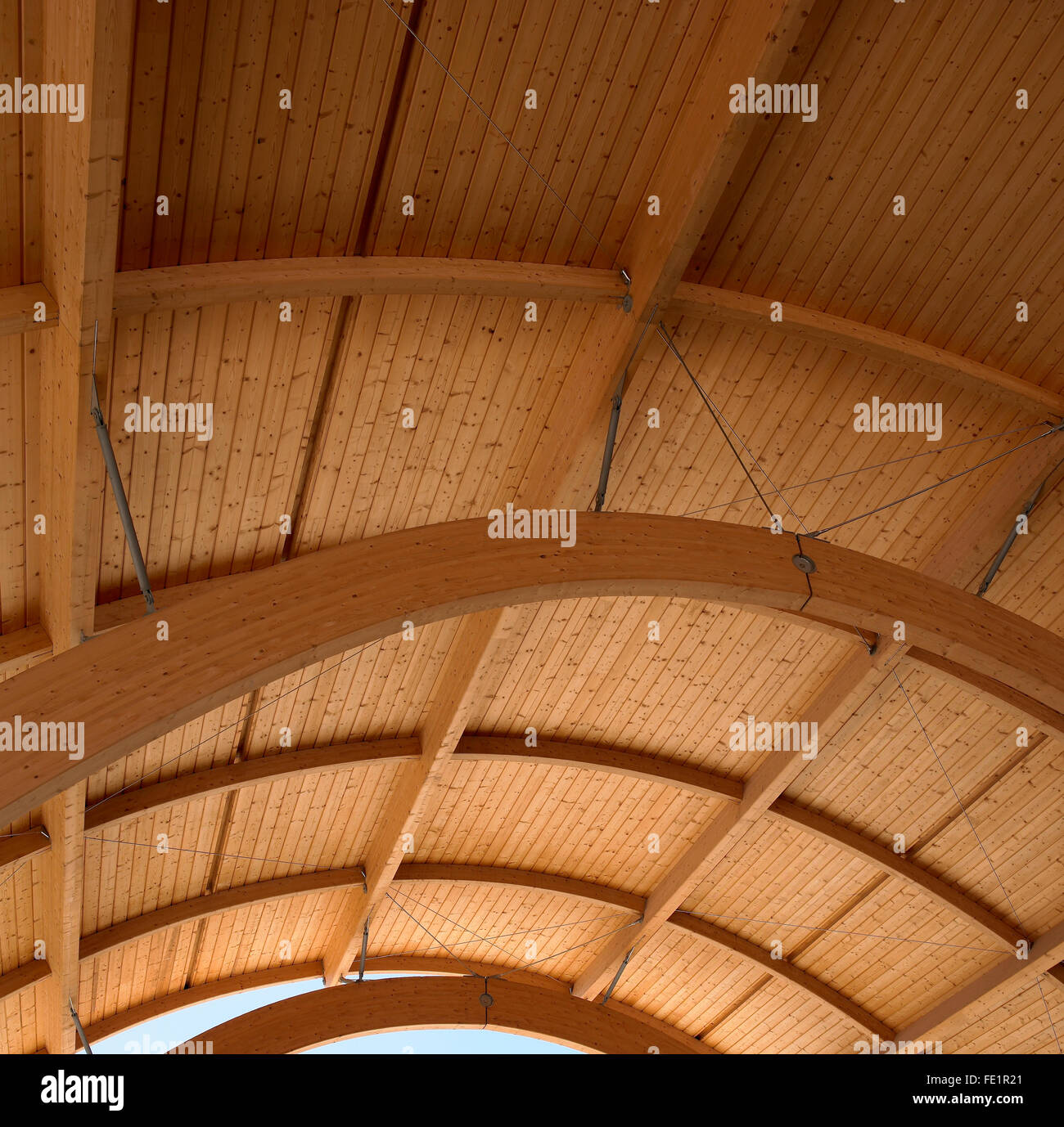 Wooden roof on a modern building. Square Stock Photo - Alamy