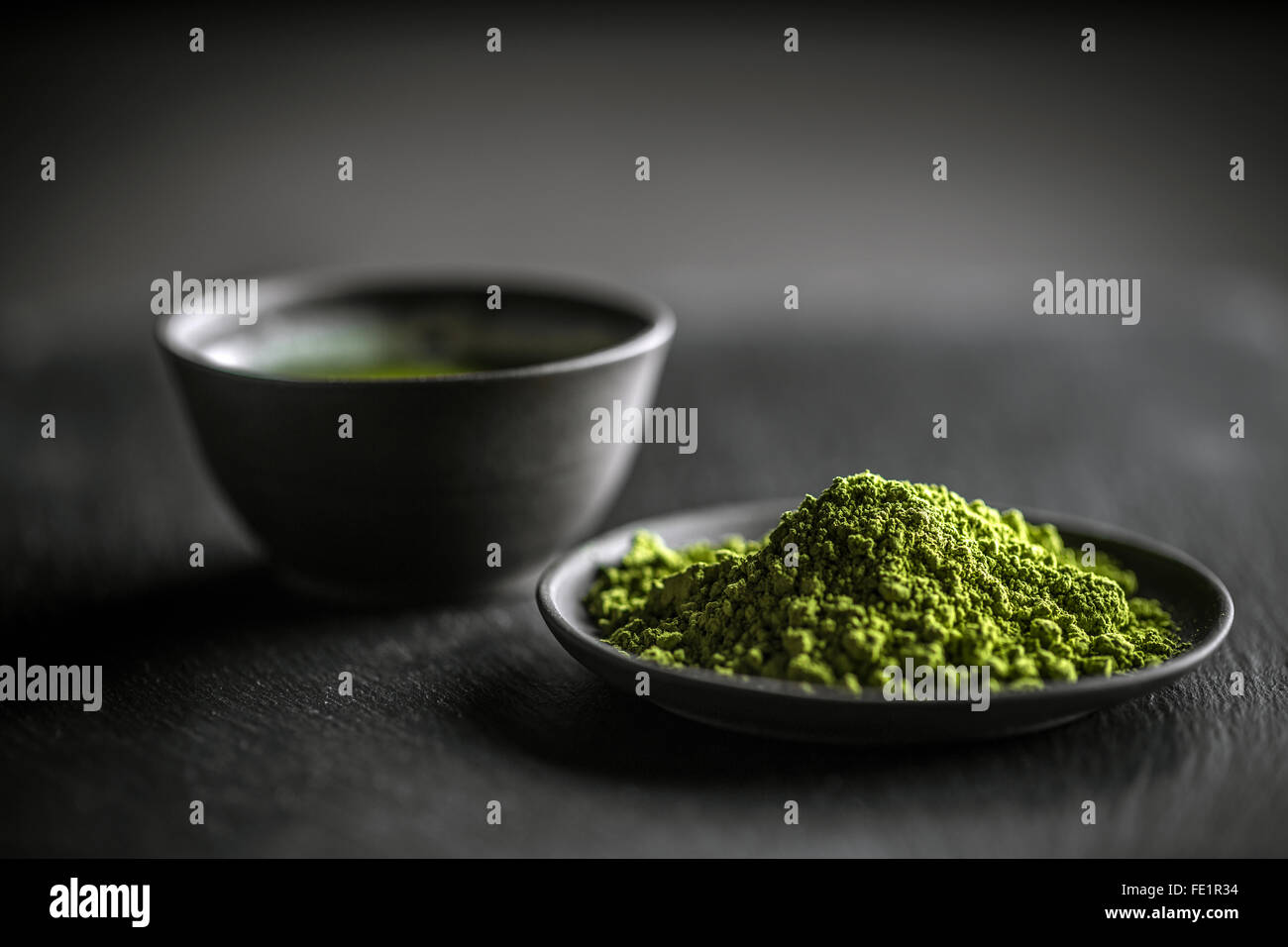 Japanese matcha green tea and tea powder Stock Photo - Alamy