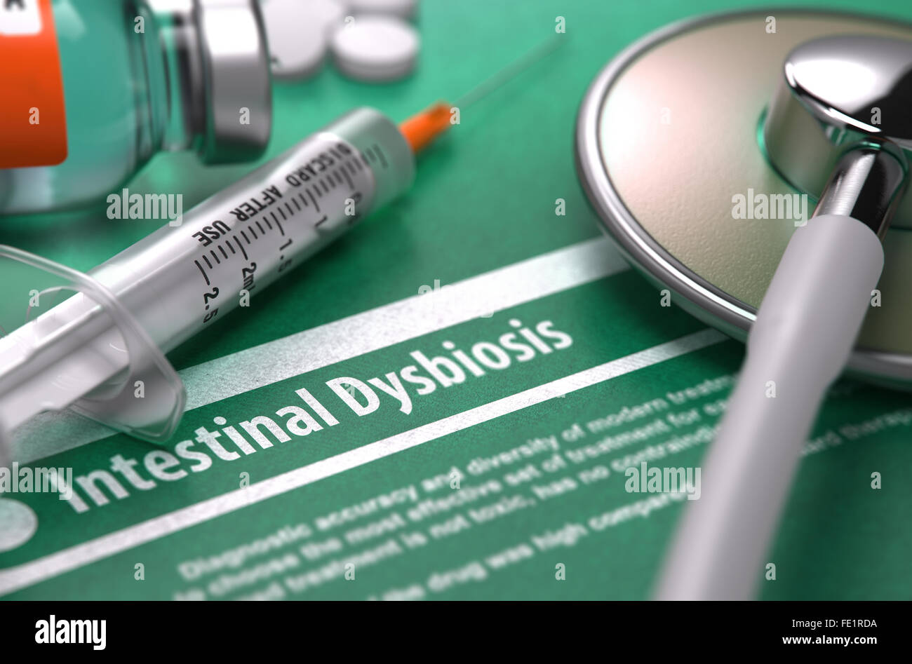 Intestinal Dysbiosis - Printed Diagnosis on Green Background Stock ...