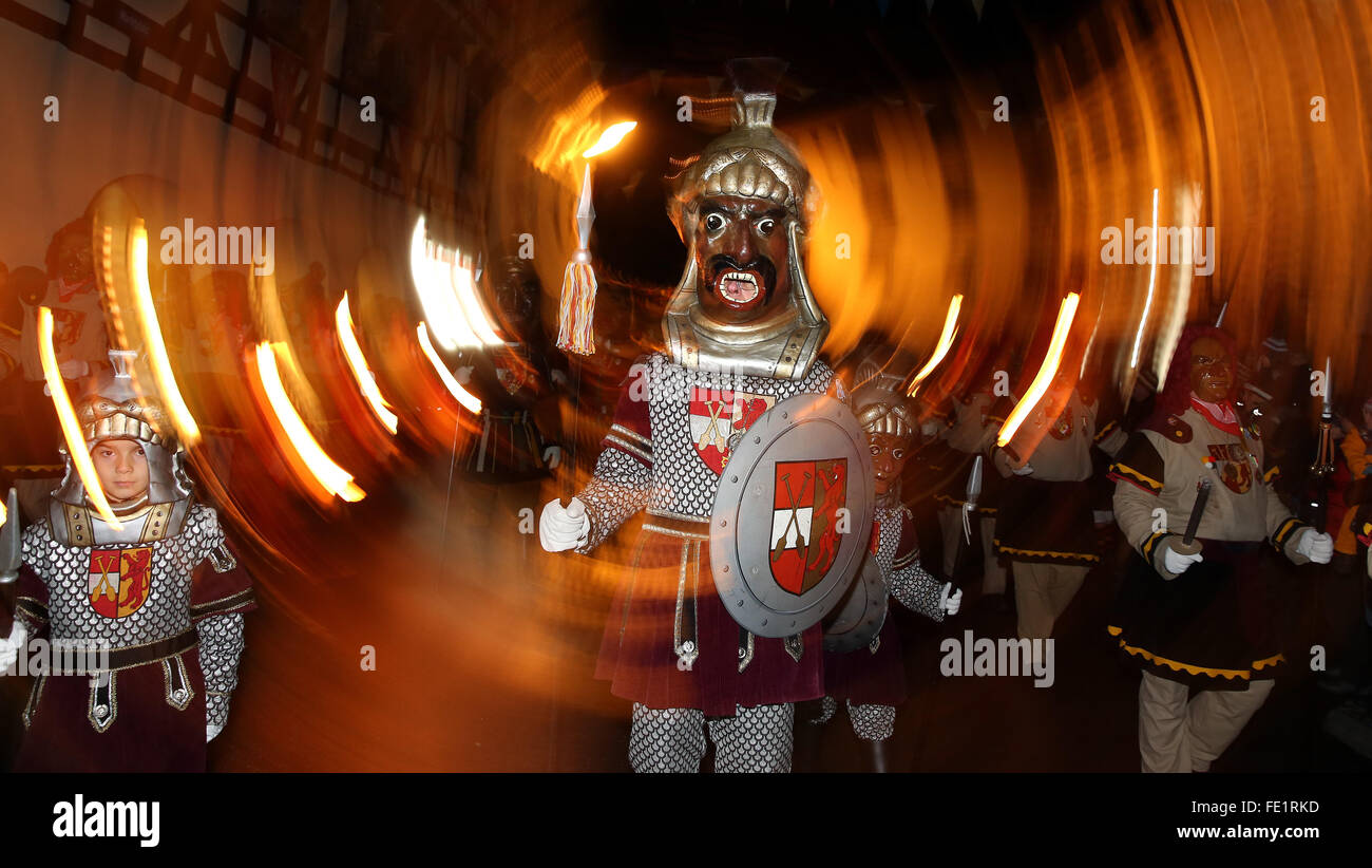 Riedlingen, Germany. 3rd Feb, 2016. Carnival fools disguised as the ...
