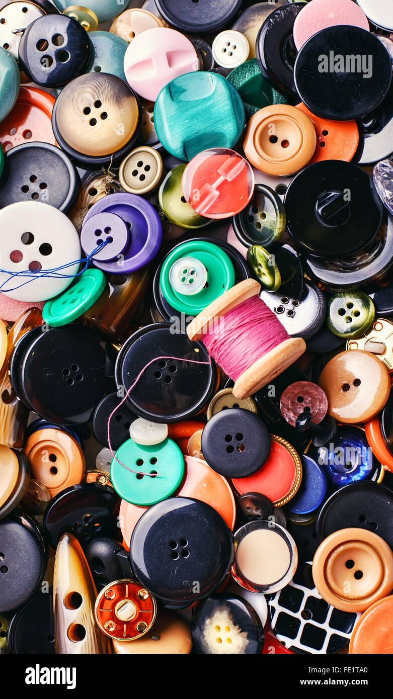 Texture of a variety of buttons from clothing.Top view Stock Photo - Alamy