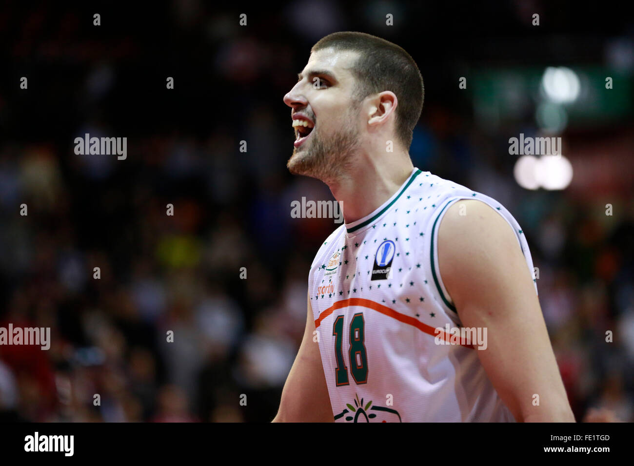 03.02.2016 - Munich; Adrien Moerman (No.18, Banvit Bandirma Turkey) in ...