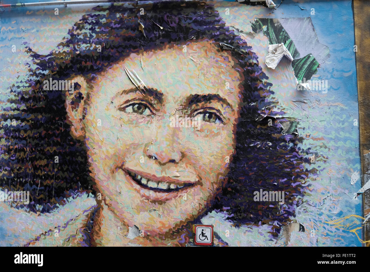 Street art outside the Anne Frank Centre, Berlin, Germany. This example ...