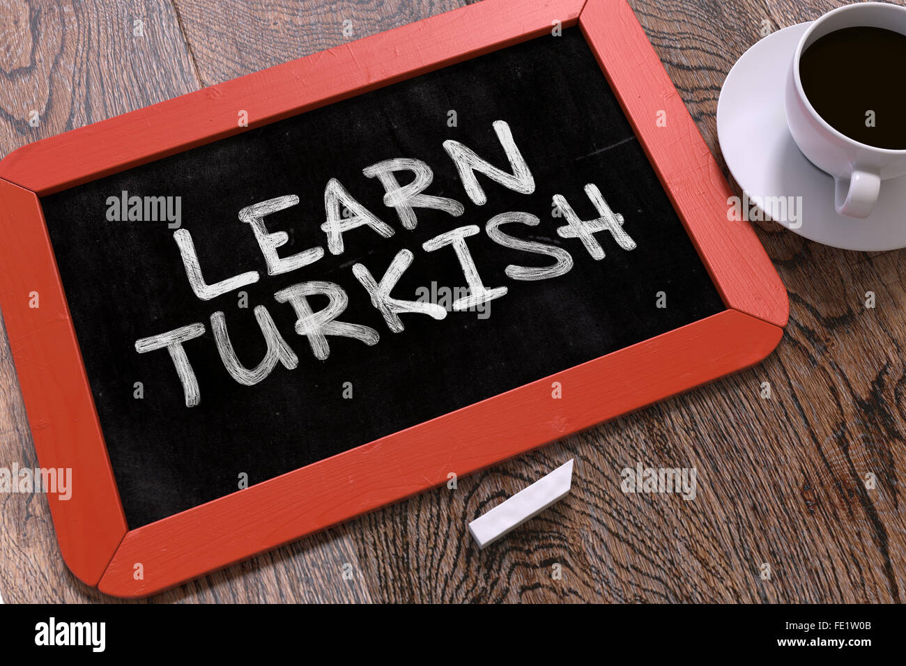 Learn Turkish Handwritten on Chalkboard Stock Photo - Alamy