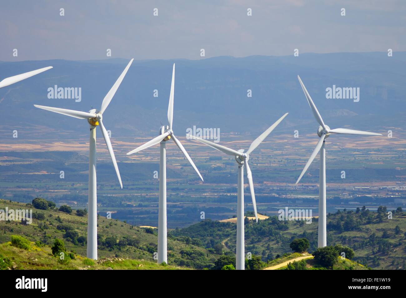 group of windmills for renewable electric energy production Stock Photo ...