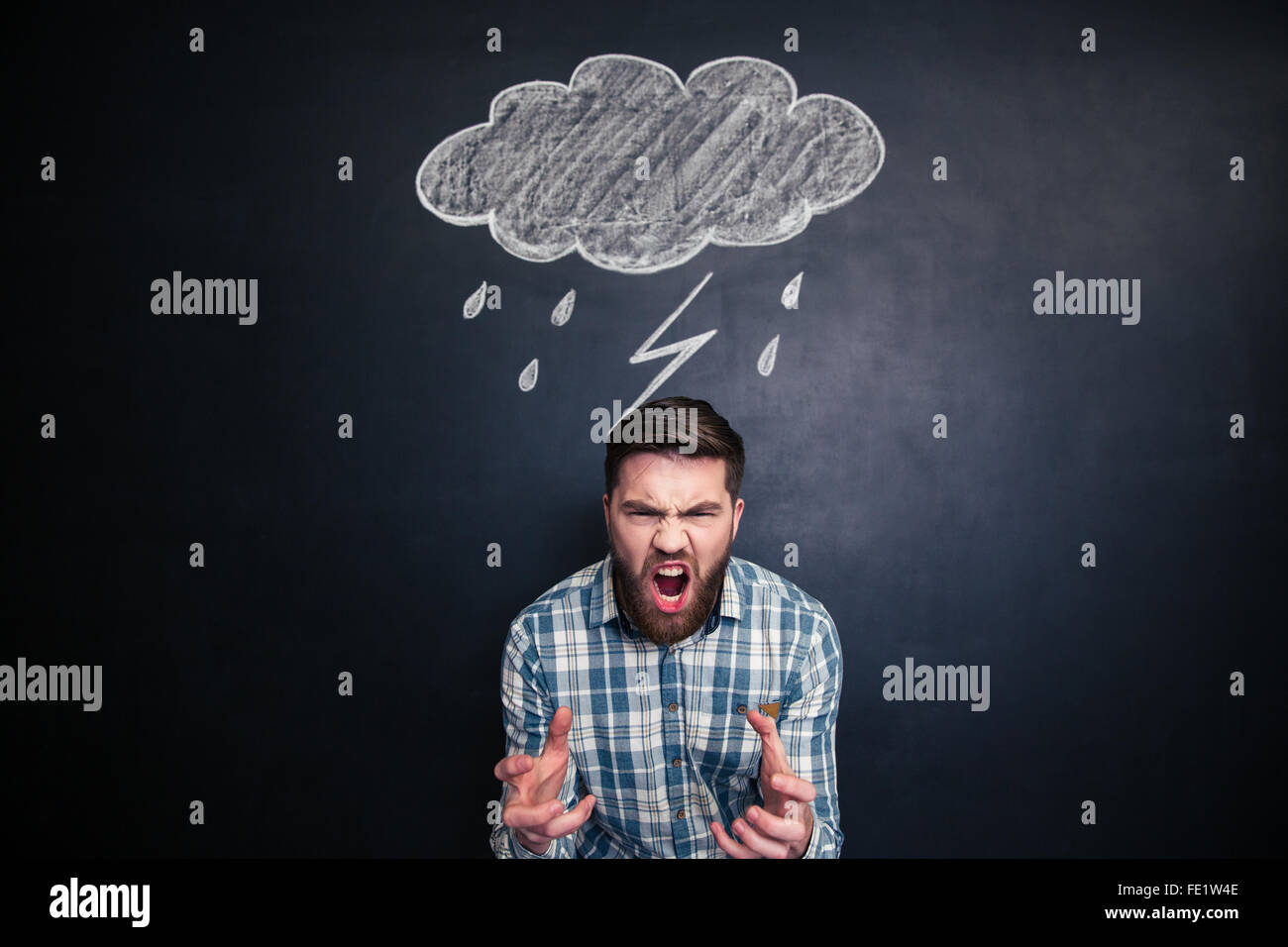 Furious young man beard yelling hi-res stock photography and images - Alamy