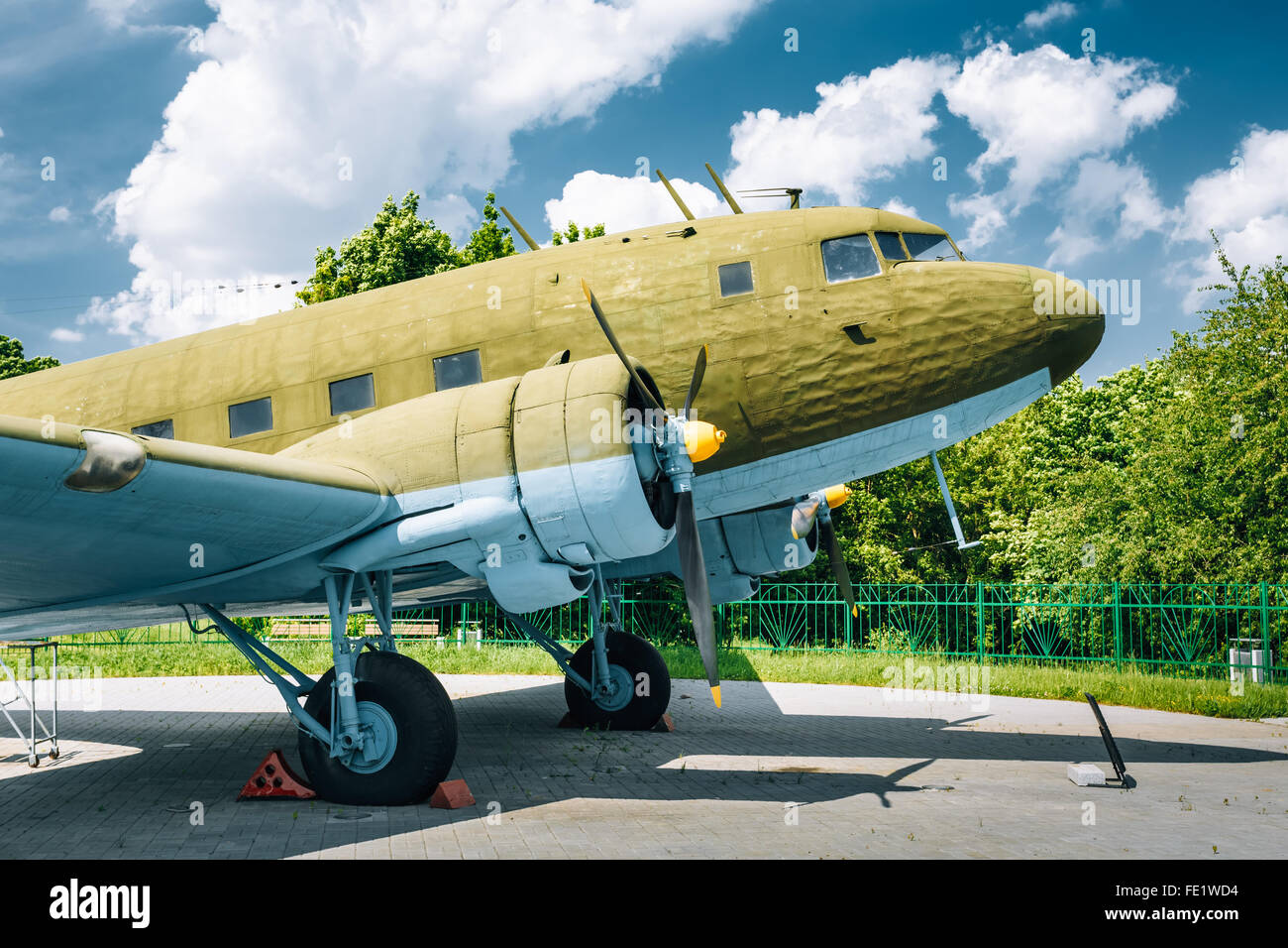Inactive exhibit of airplane Lisunov Li-2 of Soviet Air Force located ...