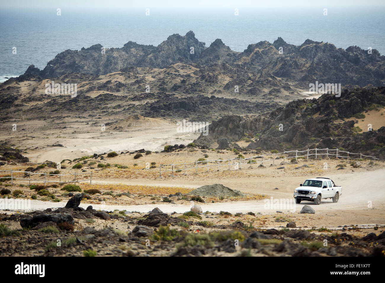 4x4 car near the Playa la Virgen, Atacama, region, Chile Stock Photo ...