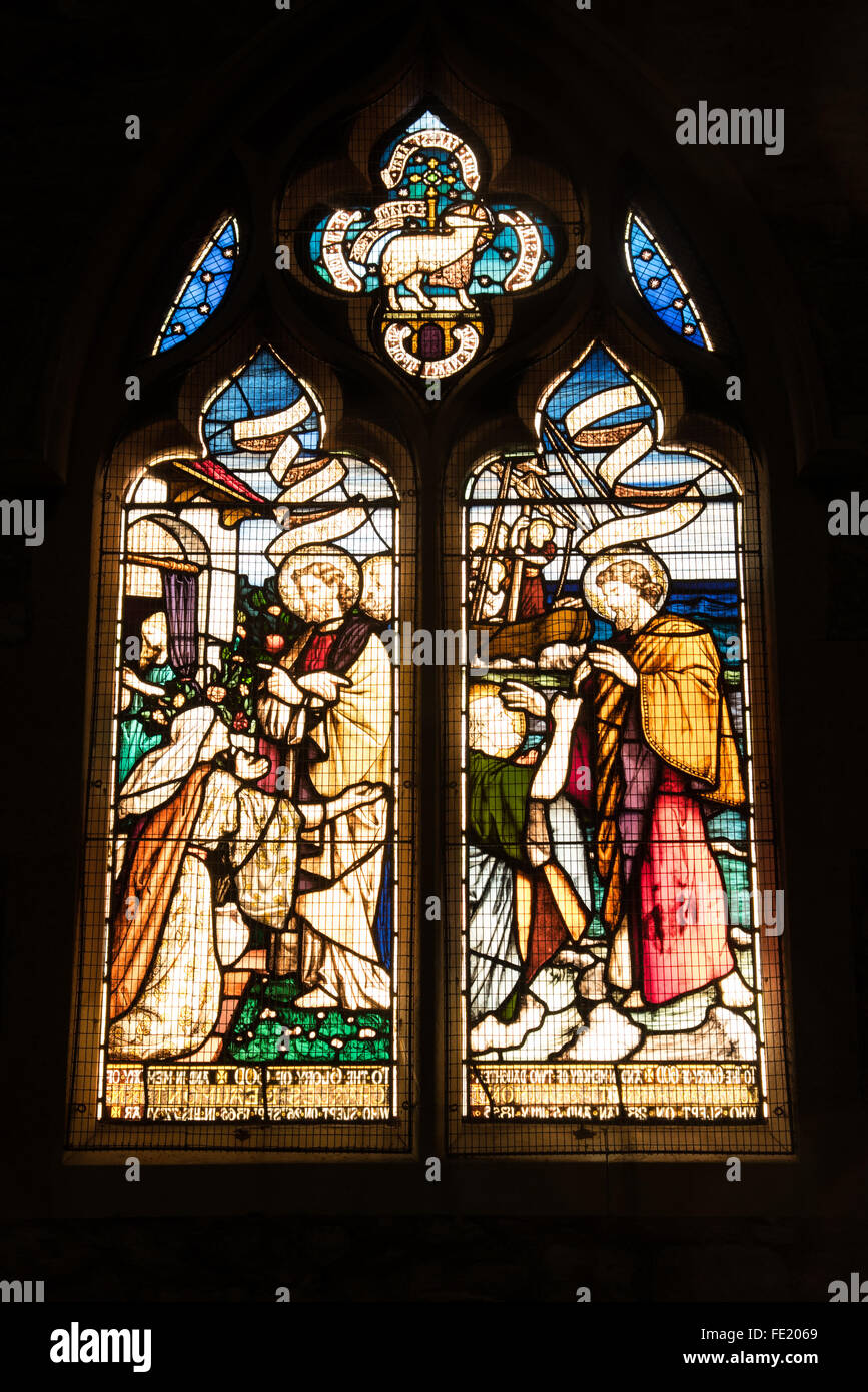 Stained glass window in church Stock Photo - Alamy