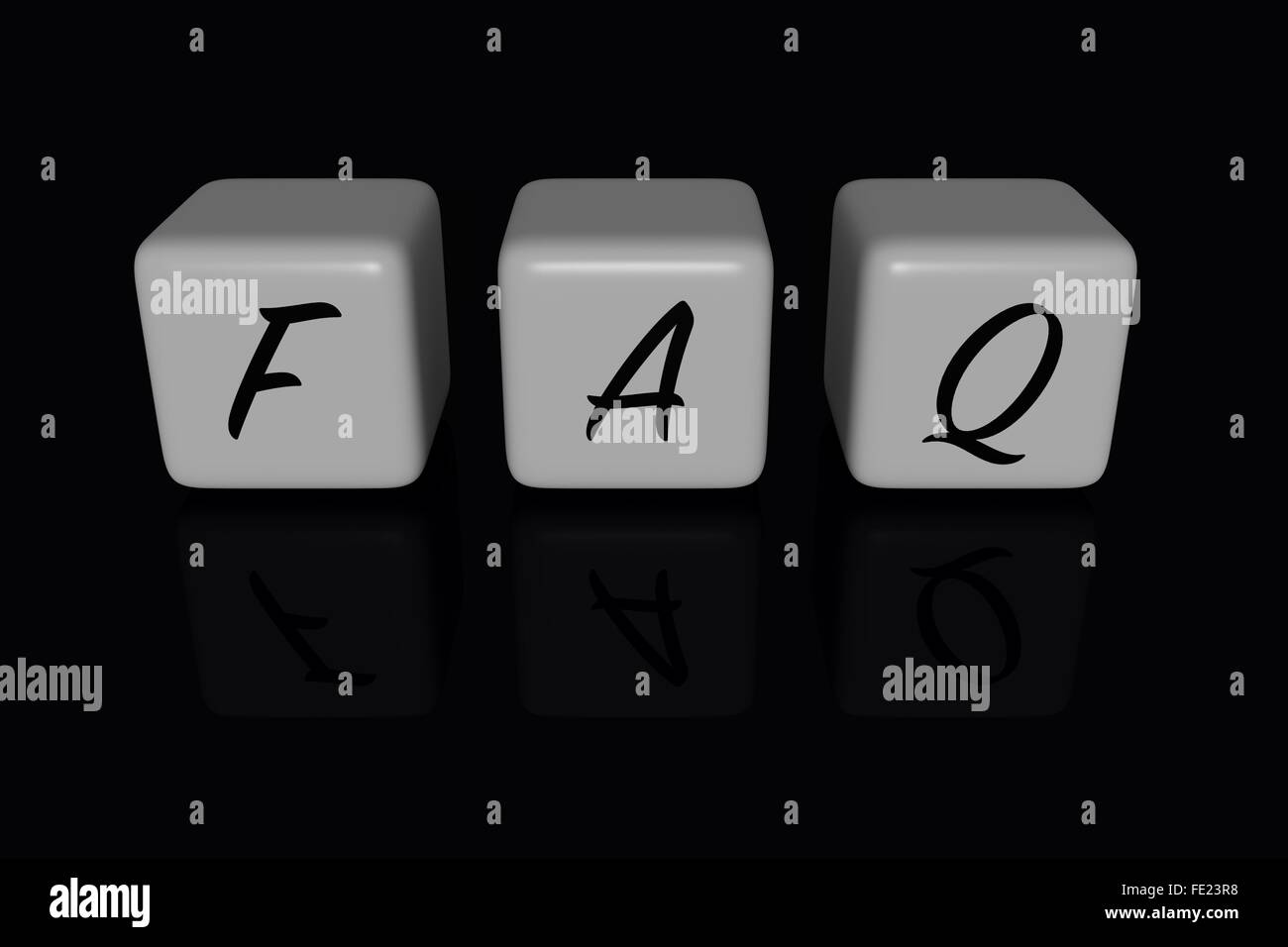 FAQ dices, black background Stock Photo - Alamy