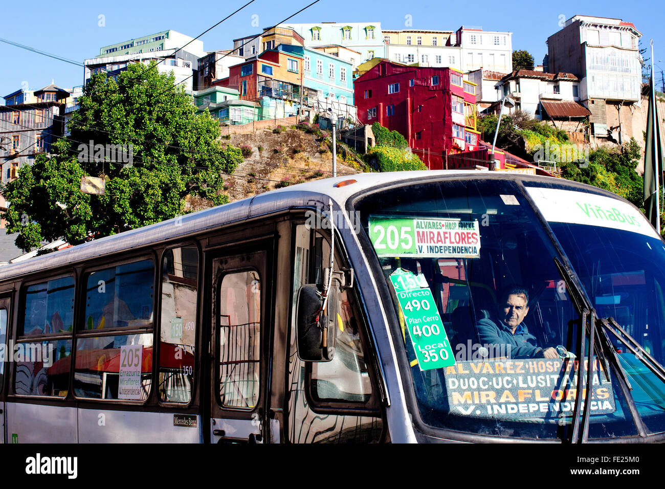 A public bus in Valparaiso Chile Stock Photo - Alamy