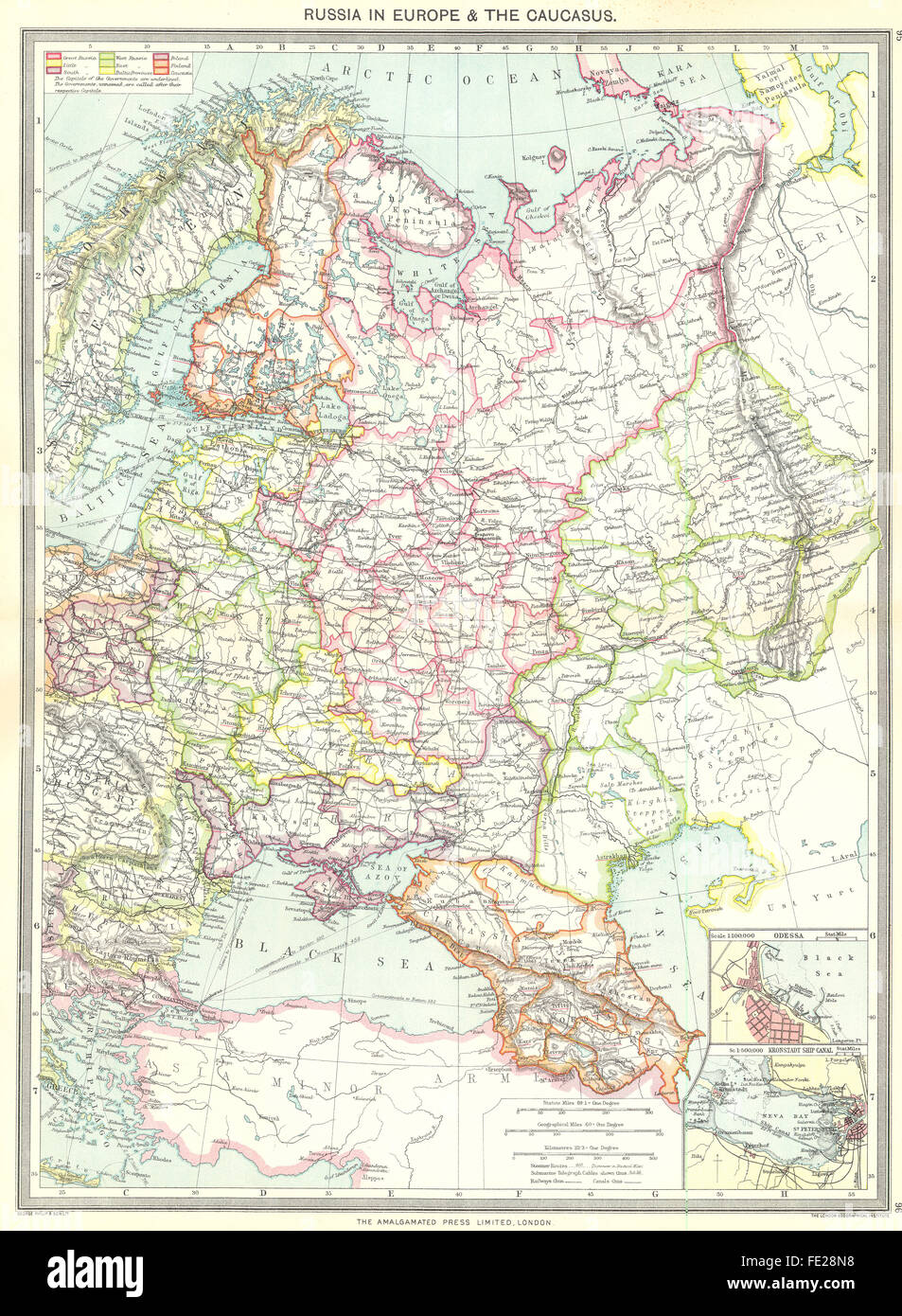 RUSSIA: In Europe & Caucasus; maps of Odessa; Kronstadt Ship Canal ...