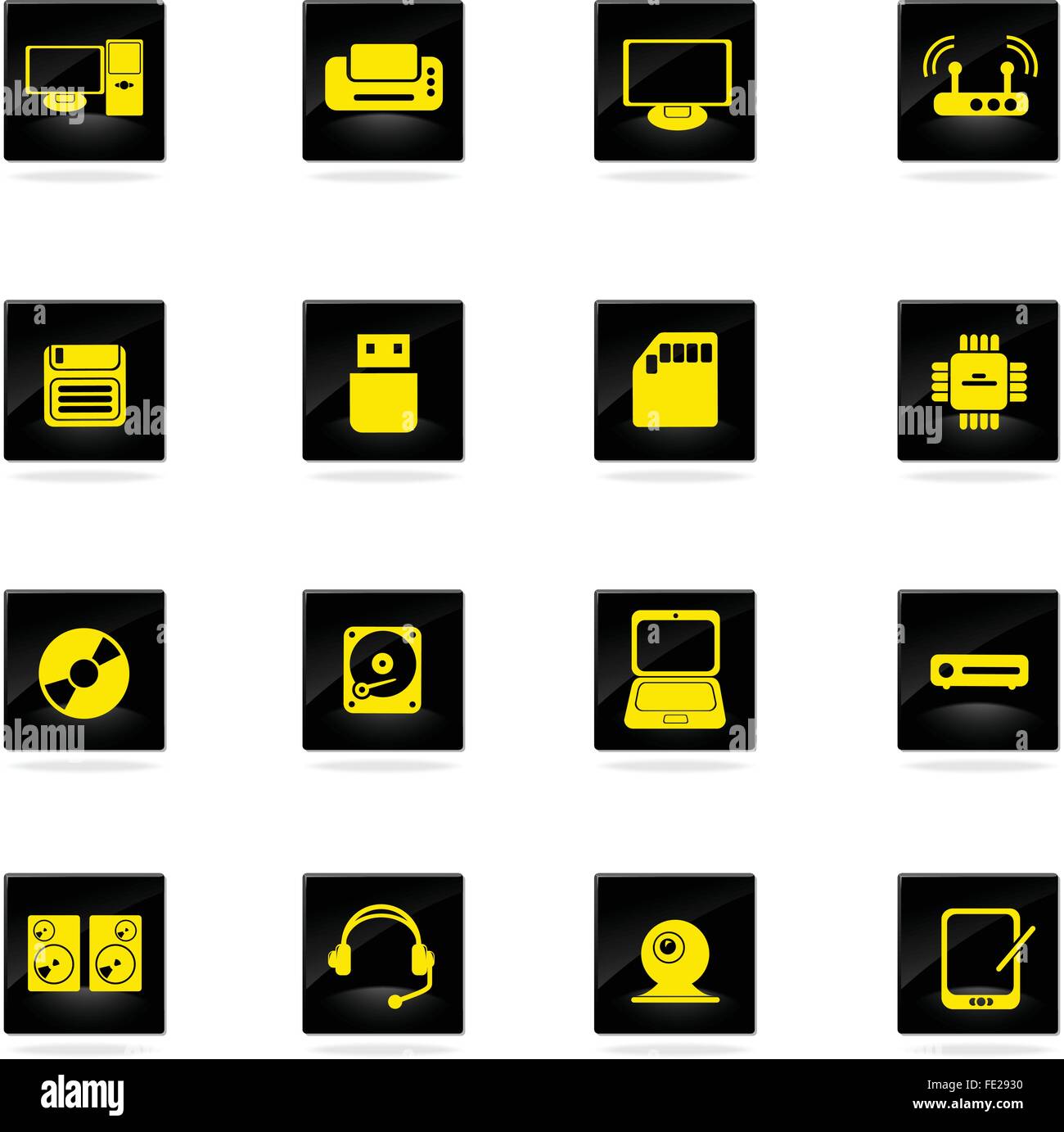 Computer equipment simple vector icons Stock Vector Image & Art - Alamy