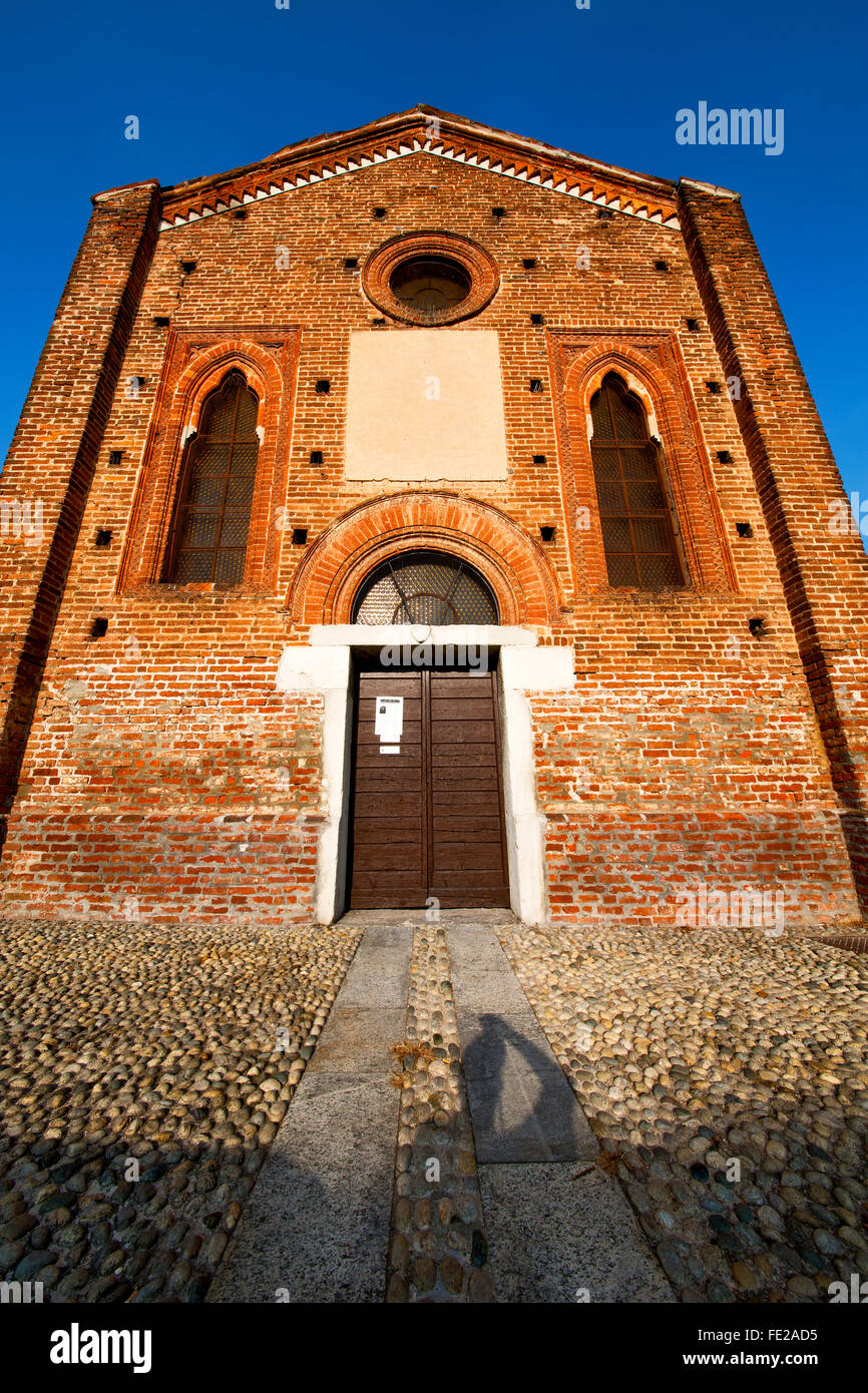 church in the parabiago closed brick tower sidewalk italy lombardy old ...