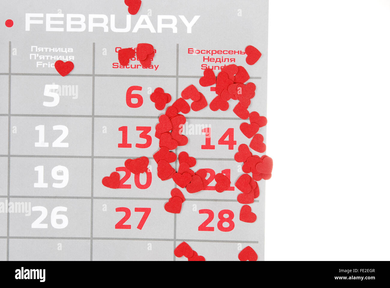 Calendar with a marked Valentine's day Stock Photo - Alamy